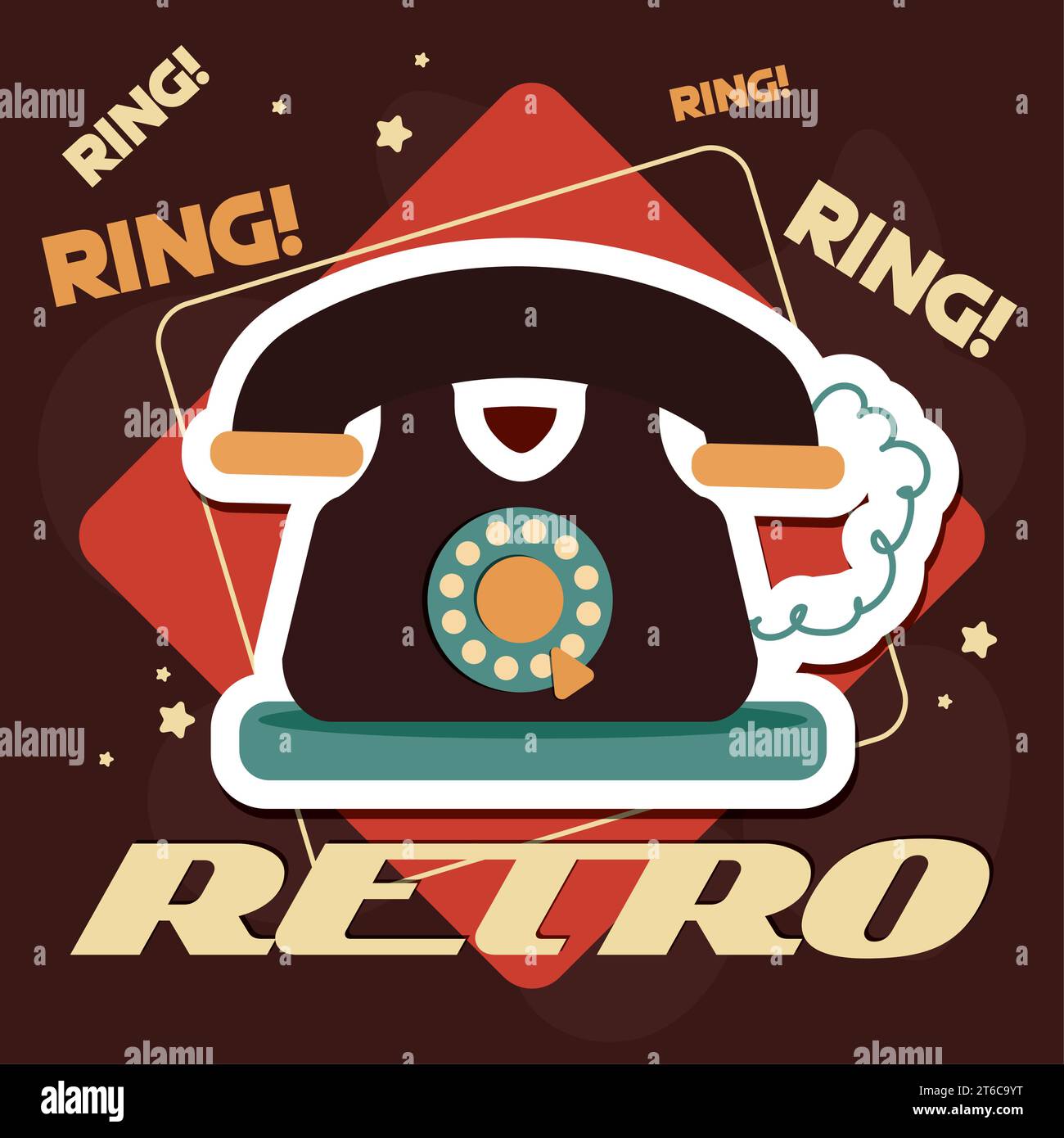 Retro and nostalgic background with an old telephone Vector Stock ...