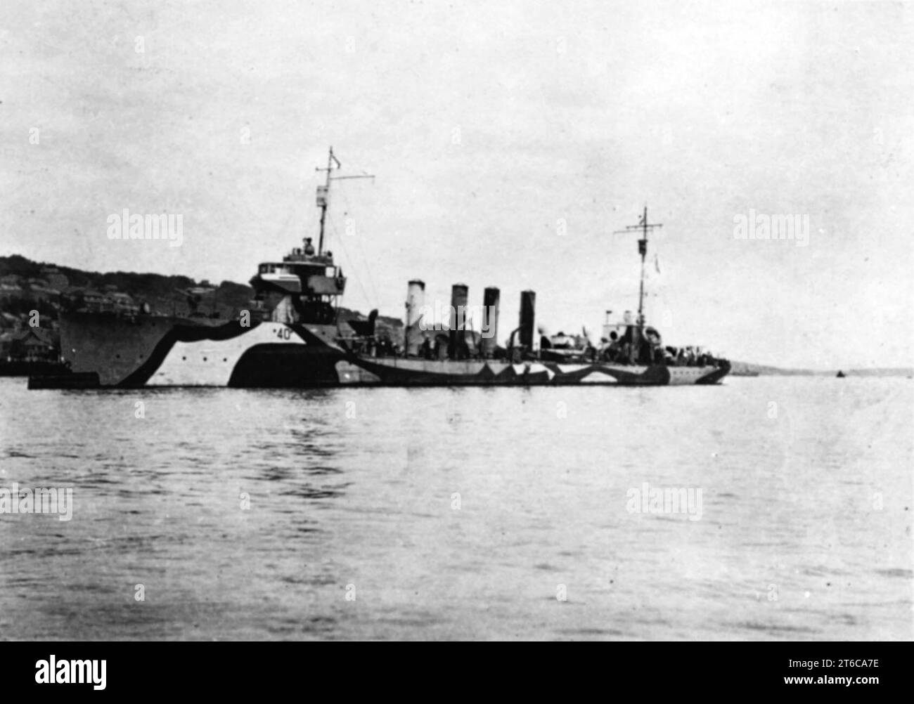 USS Beale (DD-40) moored to a bouy at Queenstown, Ireland, in 1918 ...