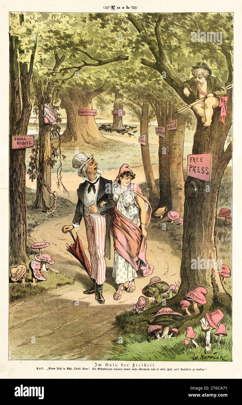 Cartoon from Puck, between 1880 and 1889 Stock Photo - Alamy