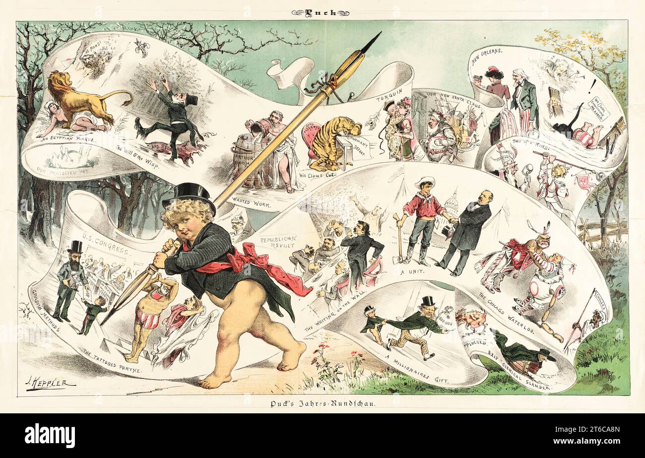 Cartoon from Puck, between 1880 and 1889 Stock Photo - Alamy