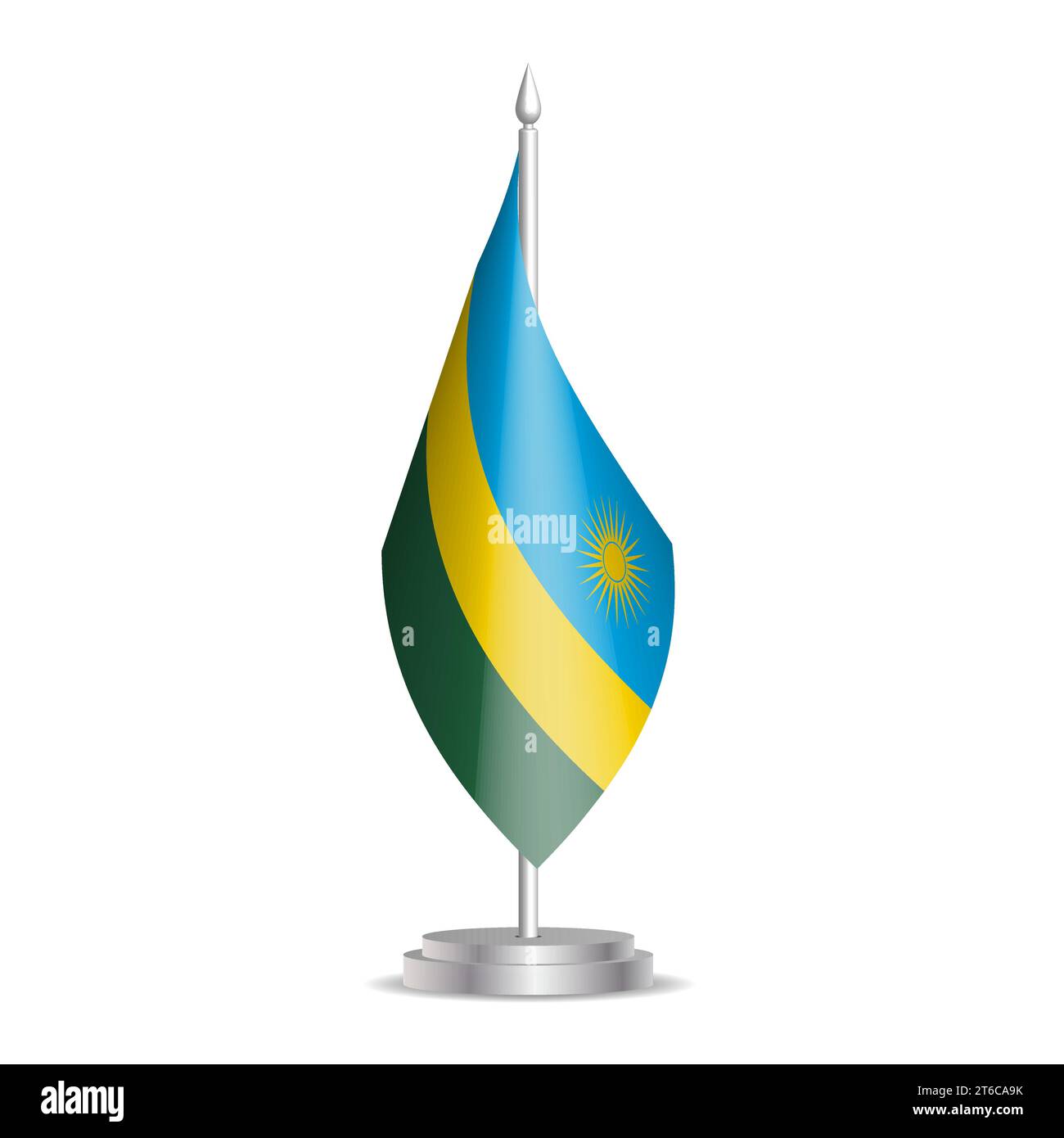 Rwanda flag - 3D mini flag hanging on desktop flagpole. Usable for ...