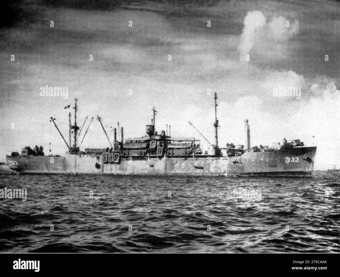 USS Beckham (APA-133) at anchor, circa in 1945 Stock Photo - Alamy