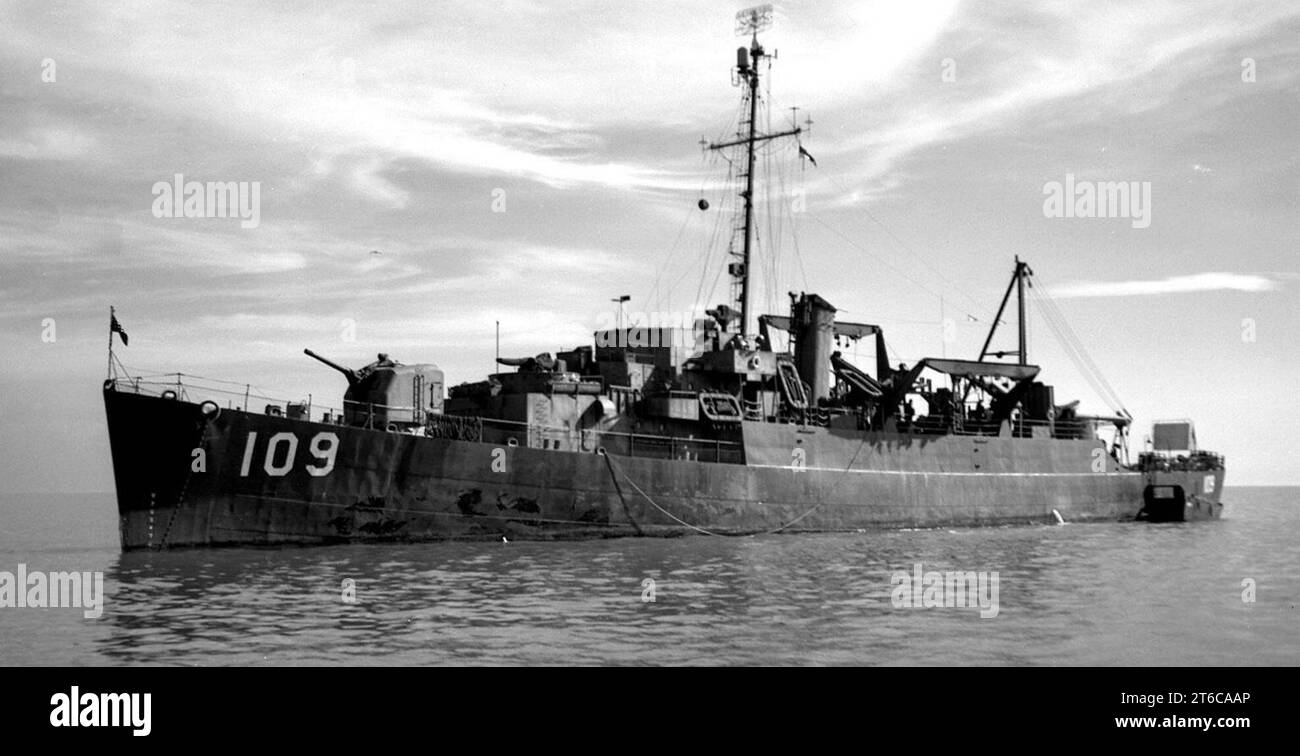 USS Belet (APD-109) at anchor, circa in 1945 Stock Photo - Alamy