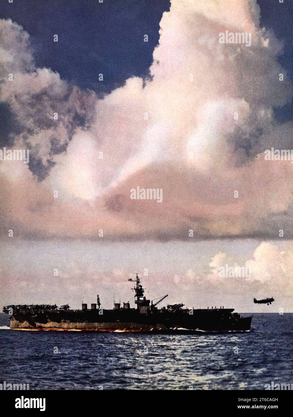 USS Belleau Wood (CVL-24) launches a Grumman TBF Avenger, in 1945 Stock ...