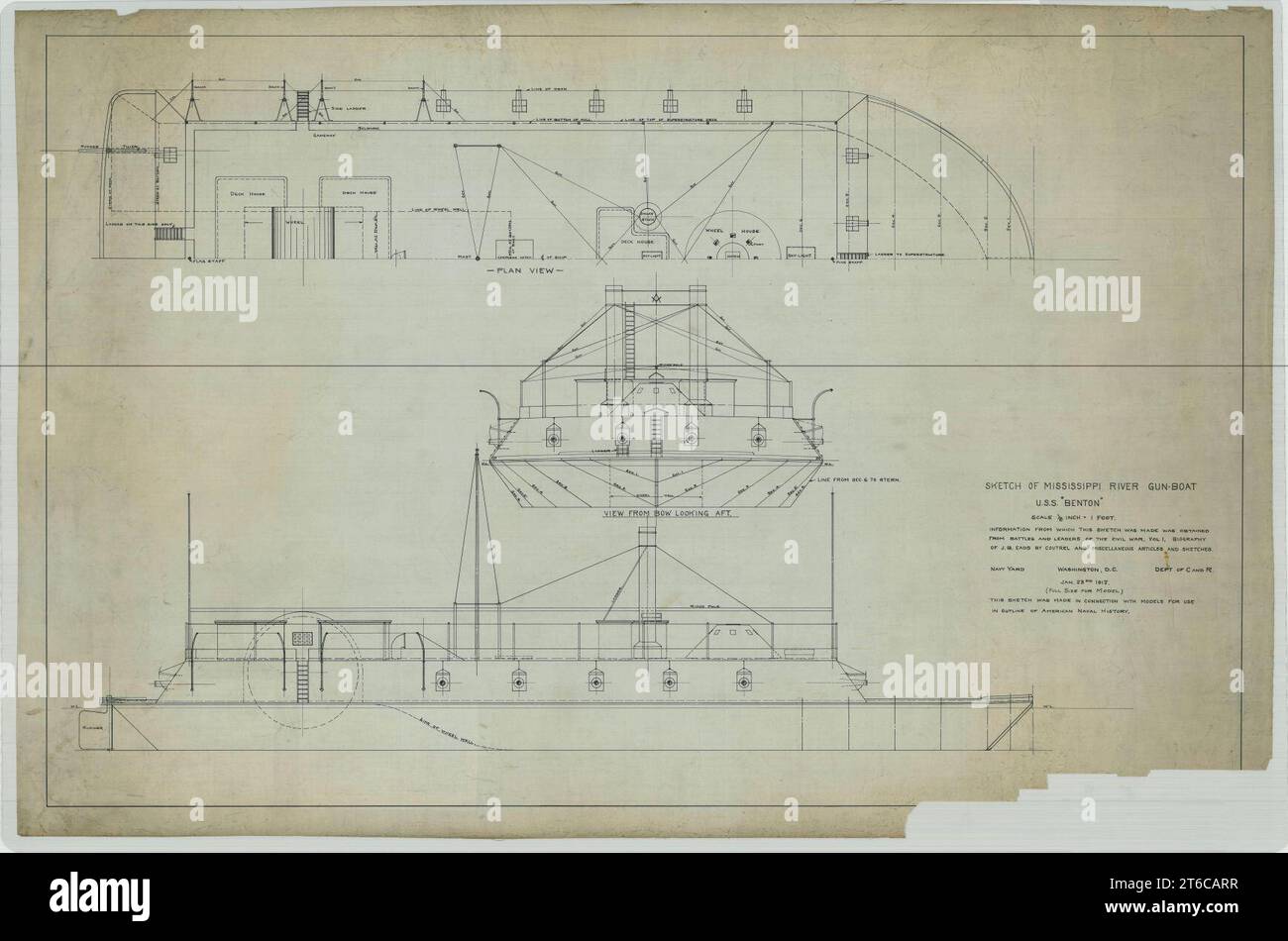 USS Benton- Sketch of Mississippi River Gun-Boat Stock Photo - Alamy
