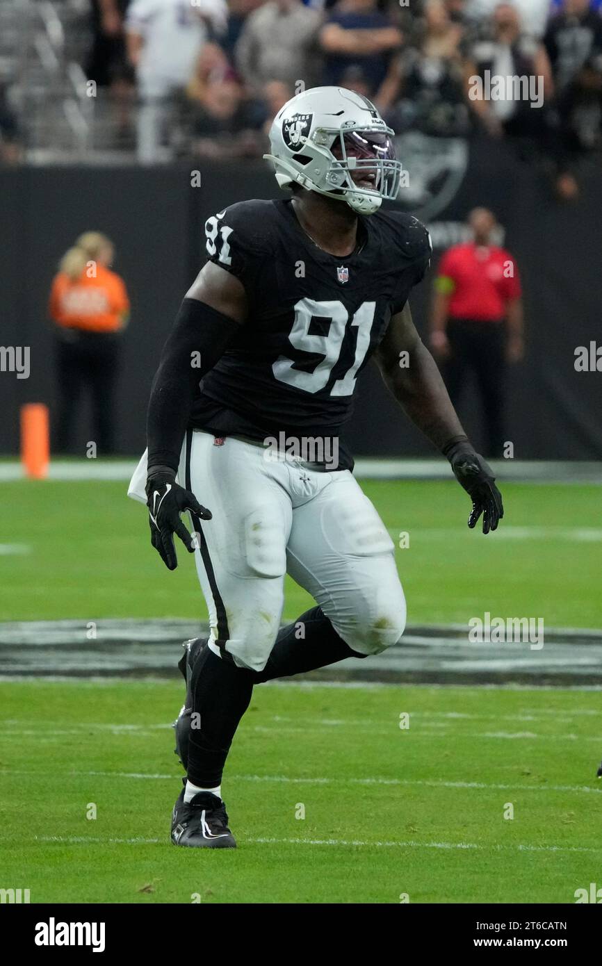 Las Vegas Raiders defensive tackle Bilal Nichols (91) during the first ...