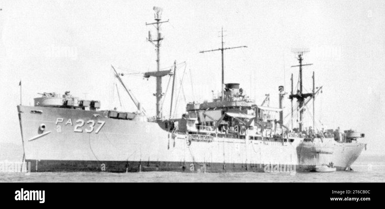 USS Bexar (APA-237) at anchor, circa in the 1960s Stock Photo - Alamy