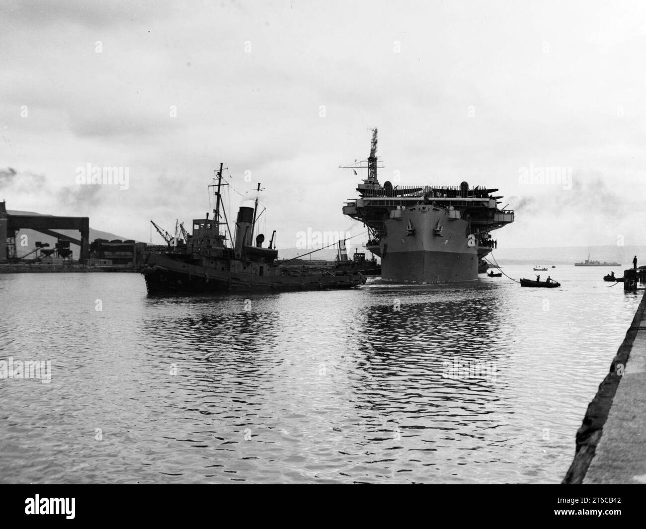 USS Block Island (CVE-21) arrives in Belfast, Northern Ireland (UK), on ...