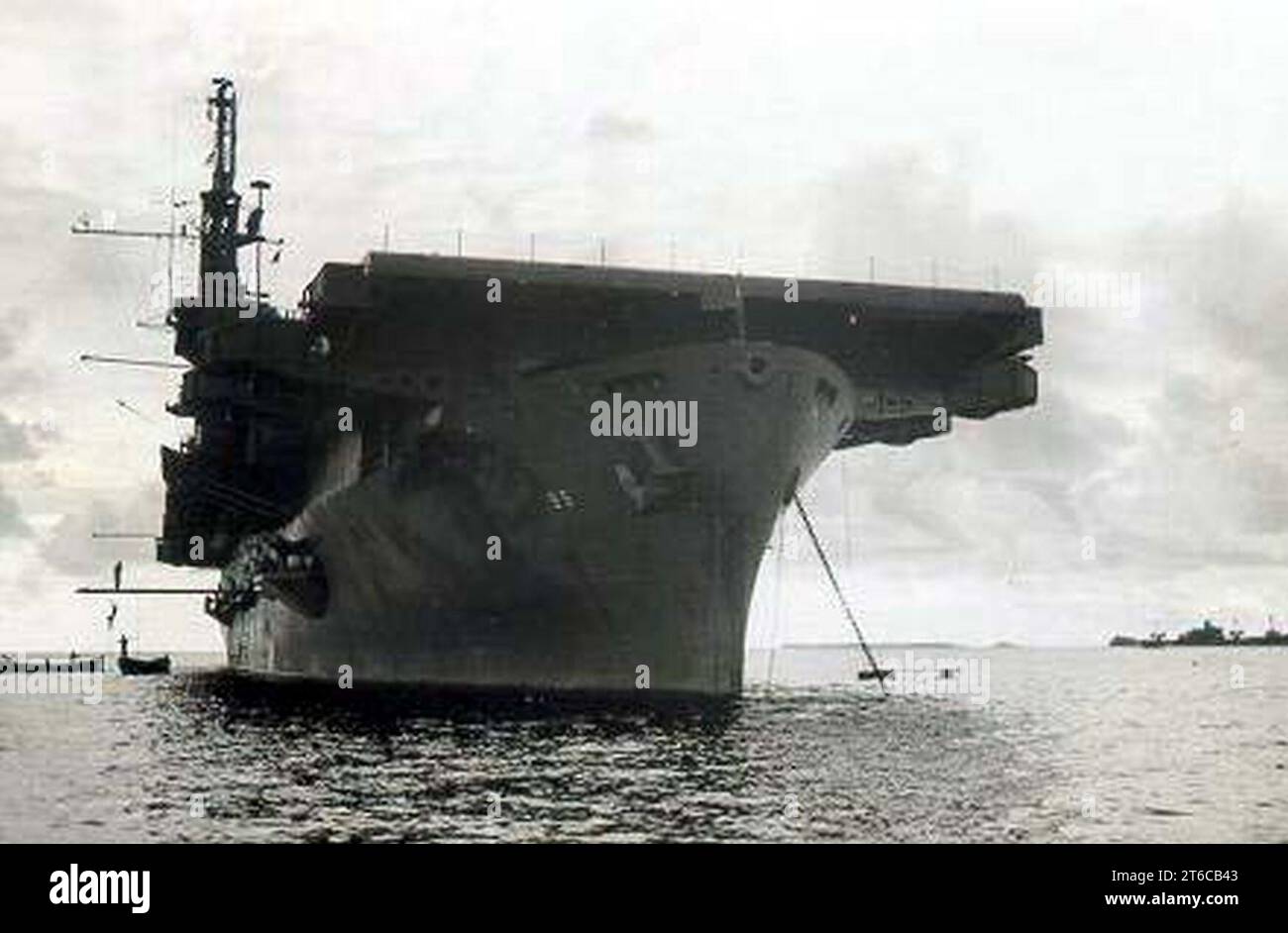 USS Bismarck Sea (CVE-95) at anchor in Majuro Atoll, circa in 1944 ...