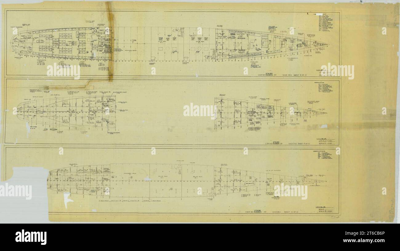 USS Blue (DD-387)- 1st Platform, 2nd Platform, Hold Stock Photo - Alamy