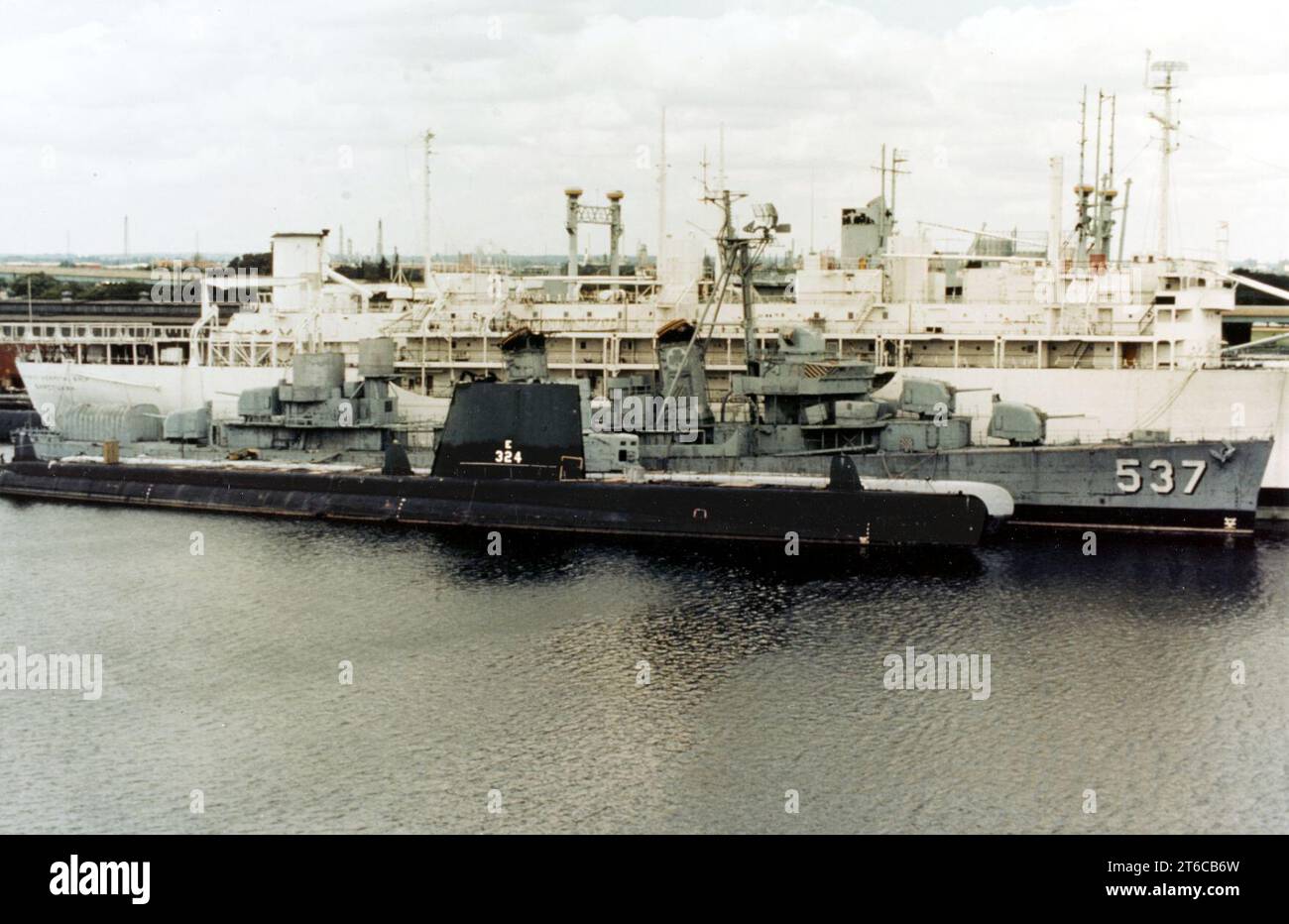USS Blenny (SS-324), USS The Sullivans (DD-537) and USS Sanctuary (AH ...