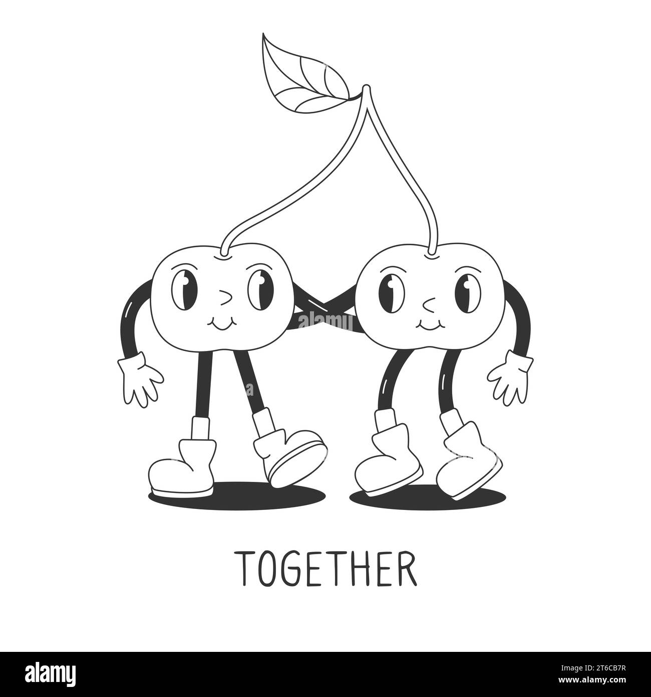 Coloring Page with Funny Retro Groovy Cartoon Hippie Berry Character ...