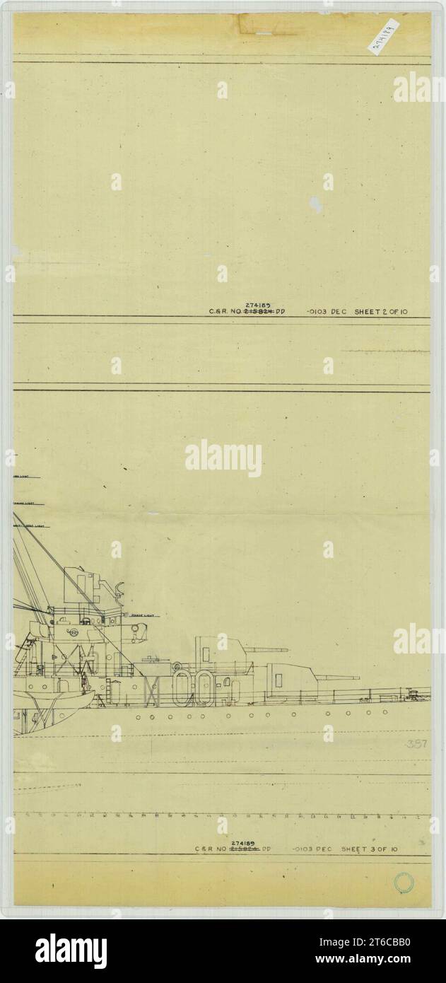 USS Blue (DD-387)- Inboard Profile, Outboard Profile, General ...