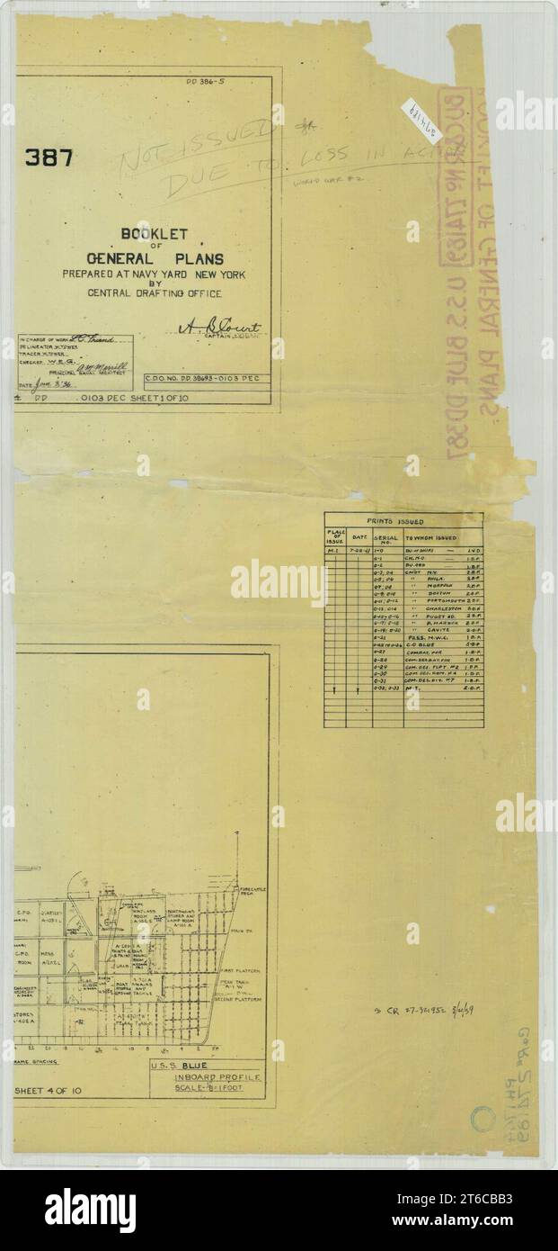 USS Blue (DD-387)- Inboard Profile, Outboard Profile, General ...