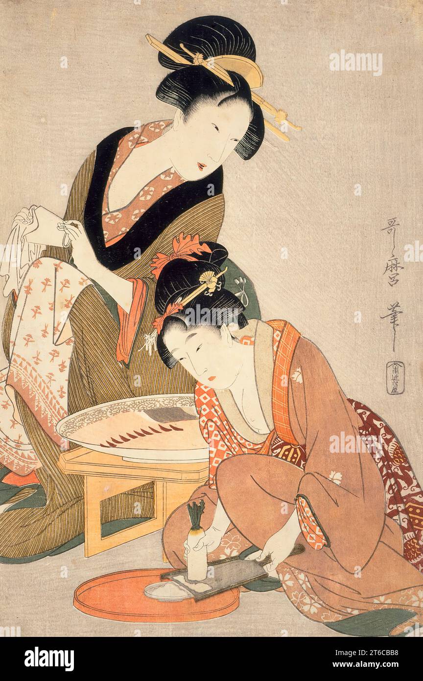 Preparing Raw Fish, 18th century Stock Photo - Alamy