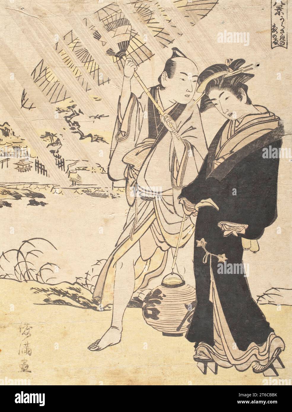 Night Rain Karasaki (image 2 of 2), Early 1780s. From Eight Views of ...