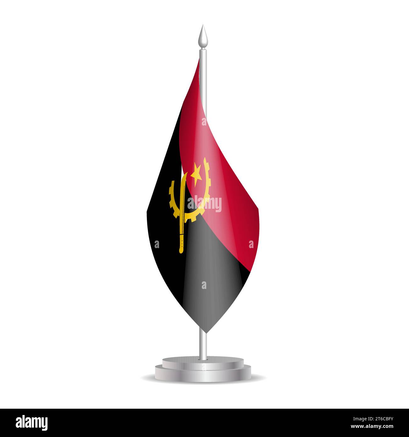 Angola flag - 3D mini flag hanging on desktop flagpole. Usable for ...