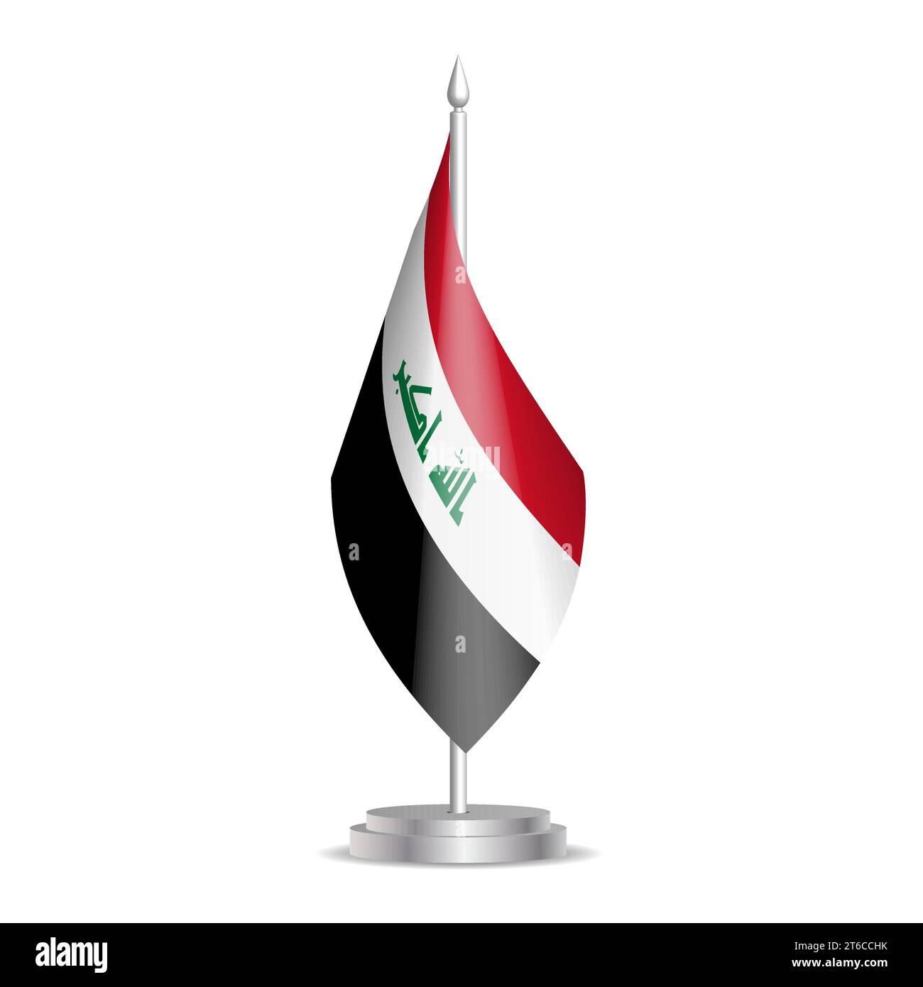 Iraq flag - 3D mini flag hanging on desktop flagpole. Usable for summit ...