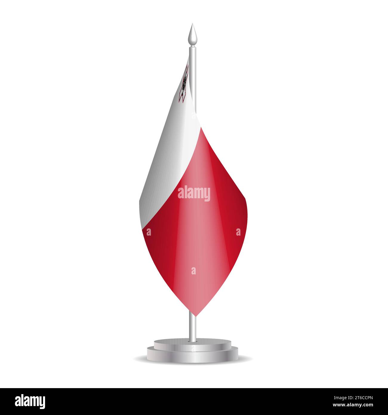 Malta flag - 3D mini flag hanging on desktop flagpole. Usable for ...