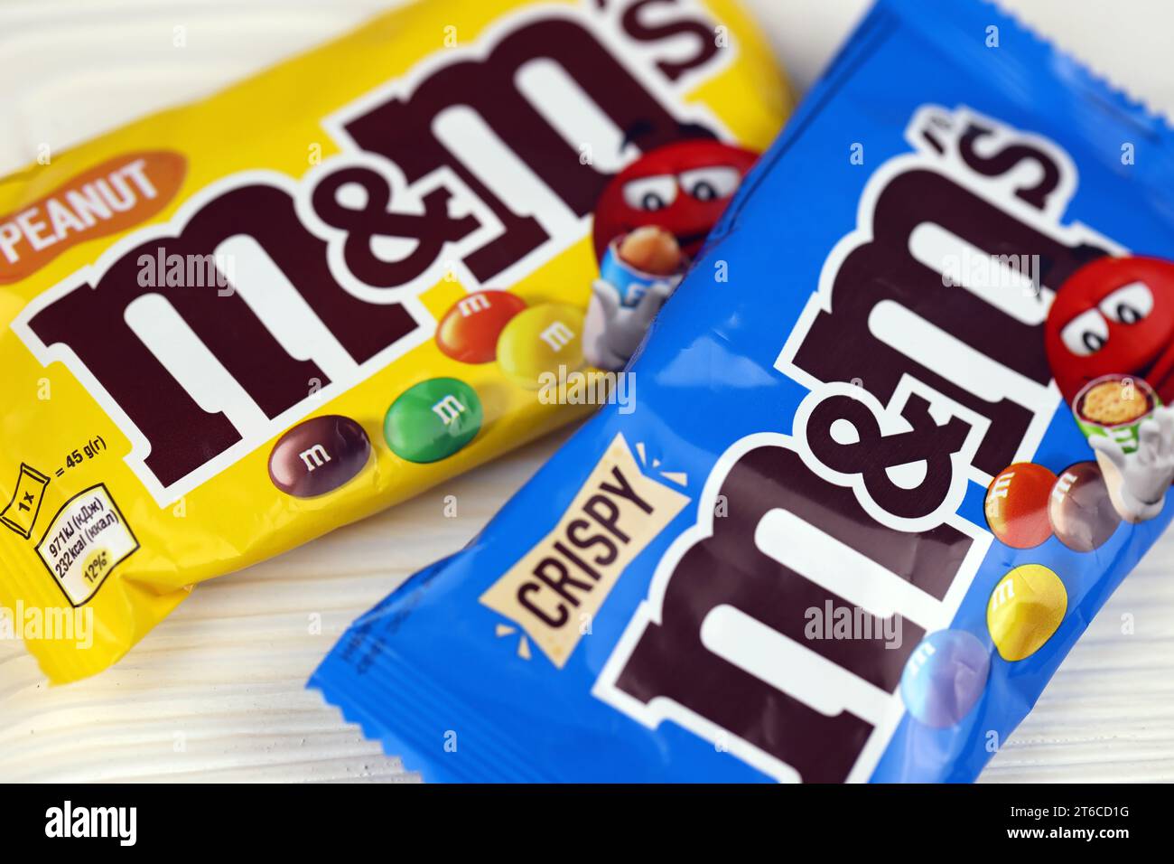 KHARKIV, UKRAINE - JANUARY 2, 2021 M and Ms colorful button shaped ...