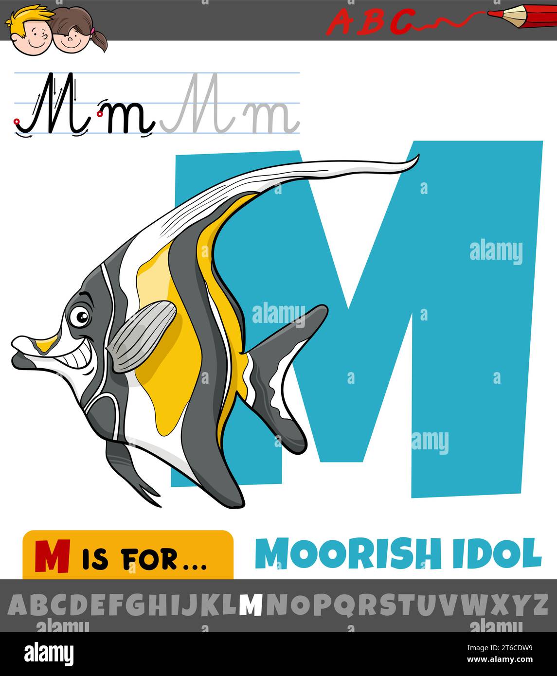 Educational cartoon illustration of letter M from alphabet with moorish ...