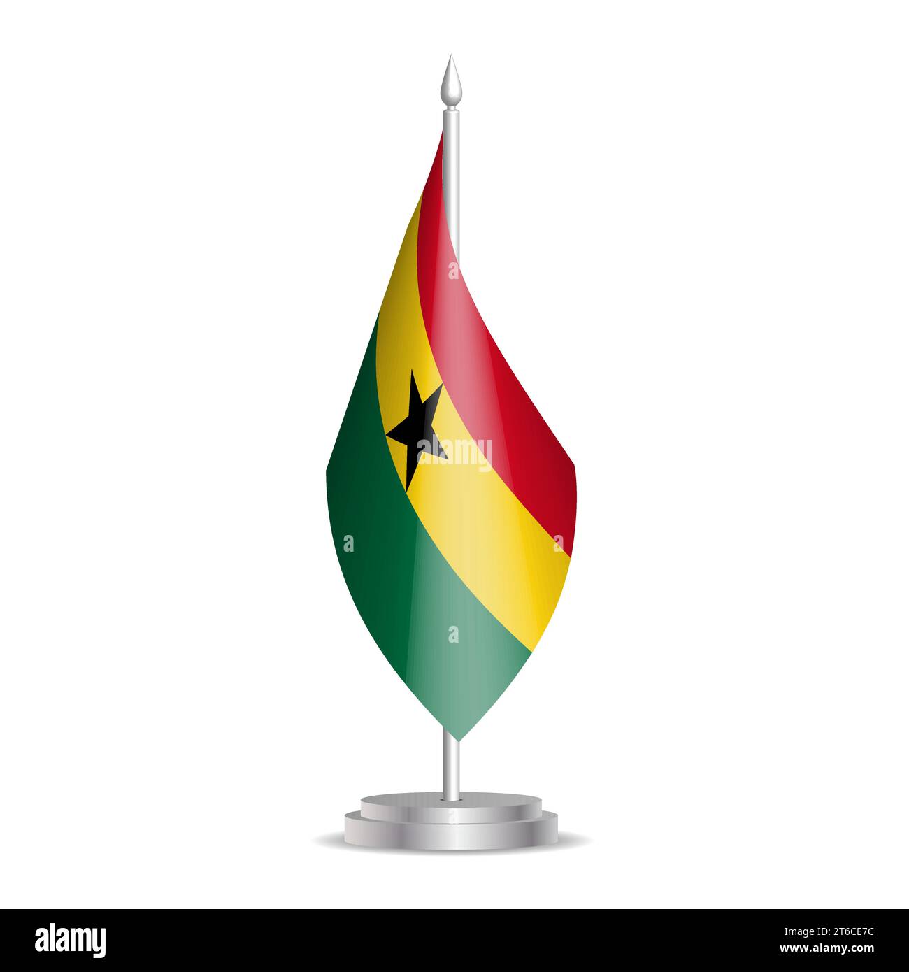 Ghana flag - 3D mini flag hanging on desktop flagpole. Usable for ...