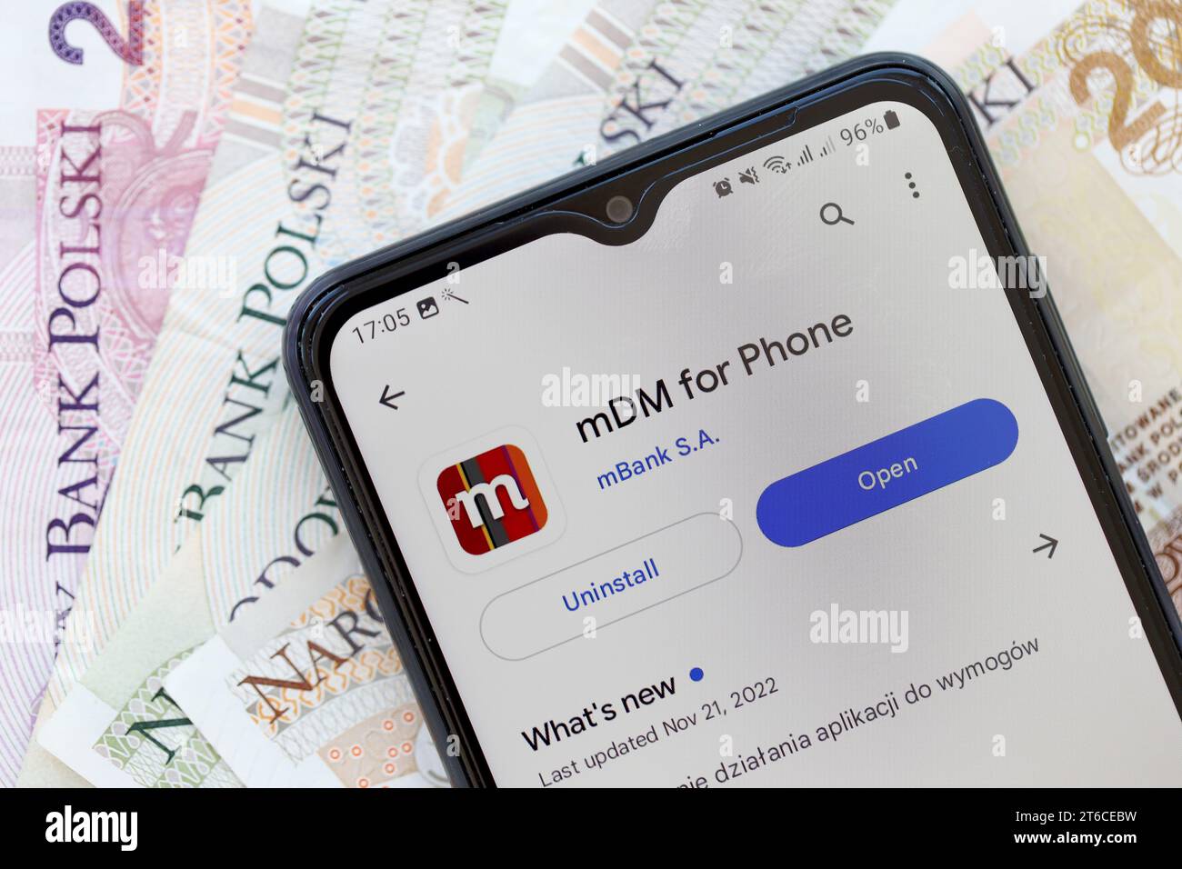 TERNOPIL, UKRAINE - AUGUST 3, 2023 mBank application on screen of ...