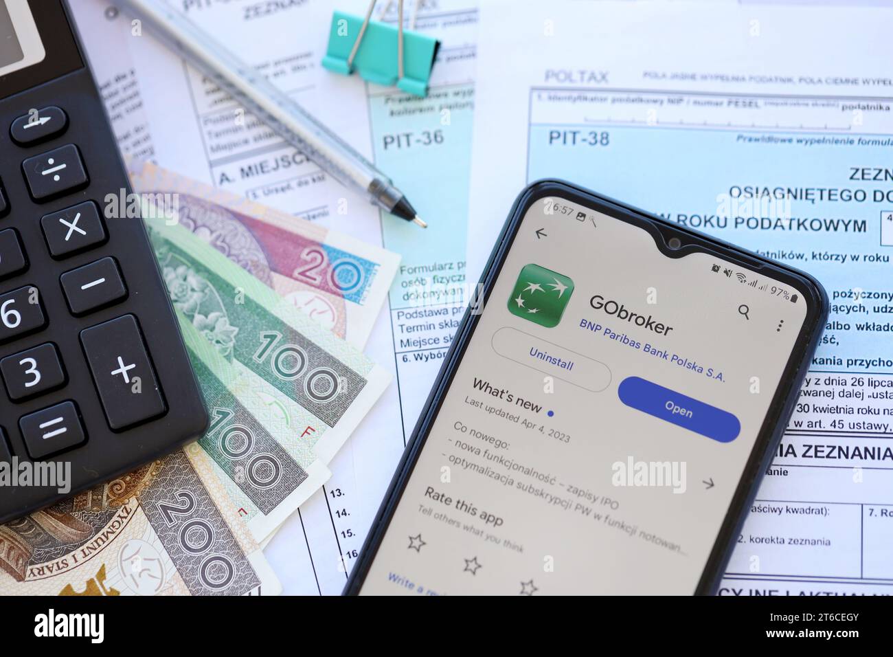 TERNOPIL, UKRAINE - AUGUST 3, 2023 BNP Paribas application on screen of ...
