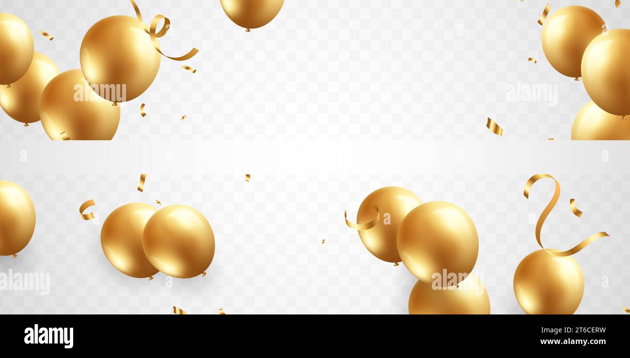 Template background design,3D golden balloon banner vector illustration ...