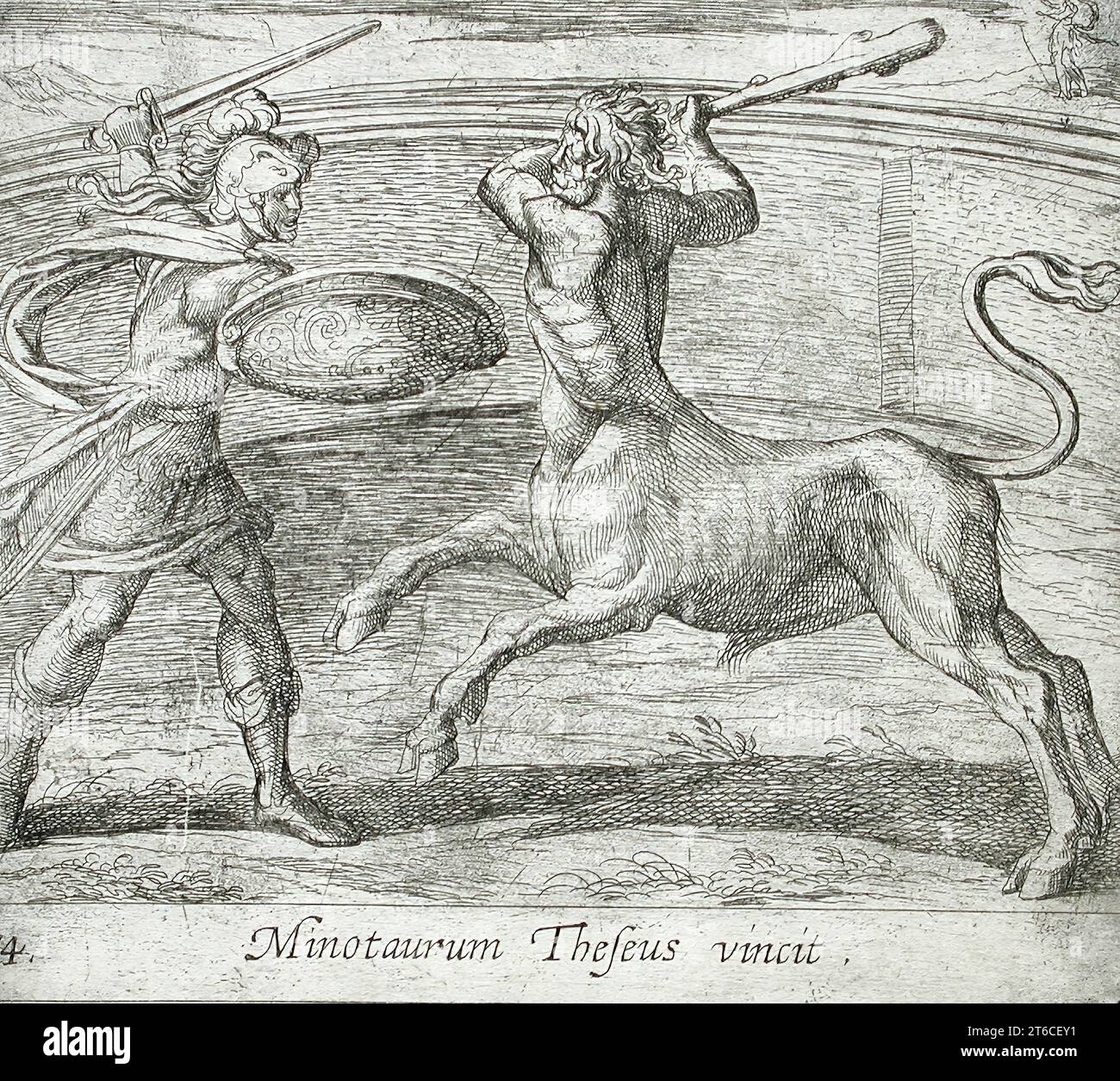 Theseus and the Minotaur, published 1606. From The Metamorphoses of Ovid, pl. 74 Stock Photo - Alamy