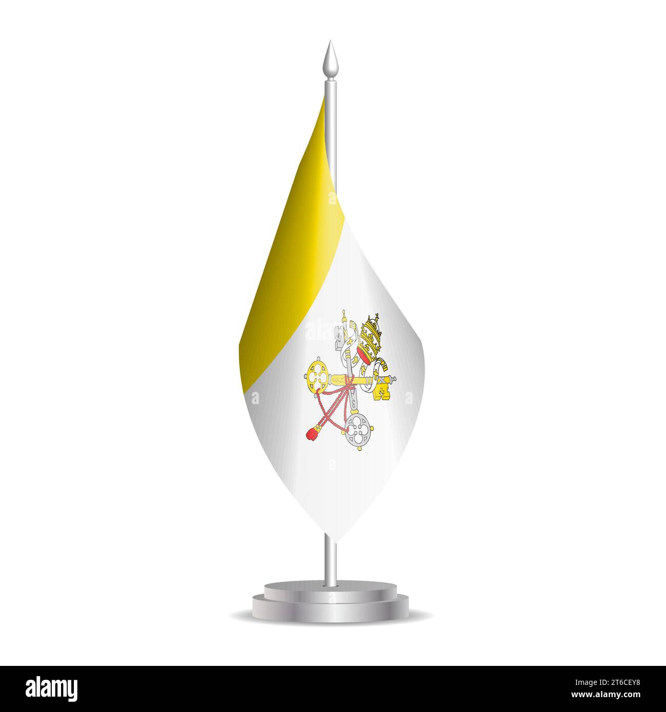 Vatican City flag - 3D mini flag hanging on desktop flagpole. Usable ...