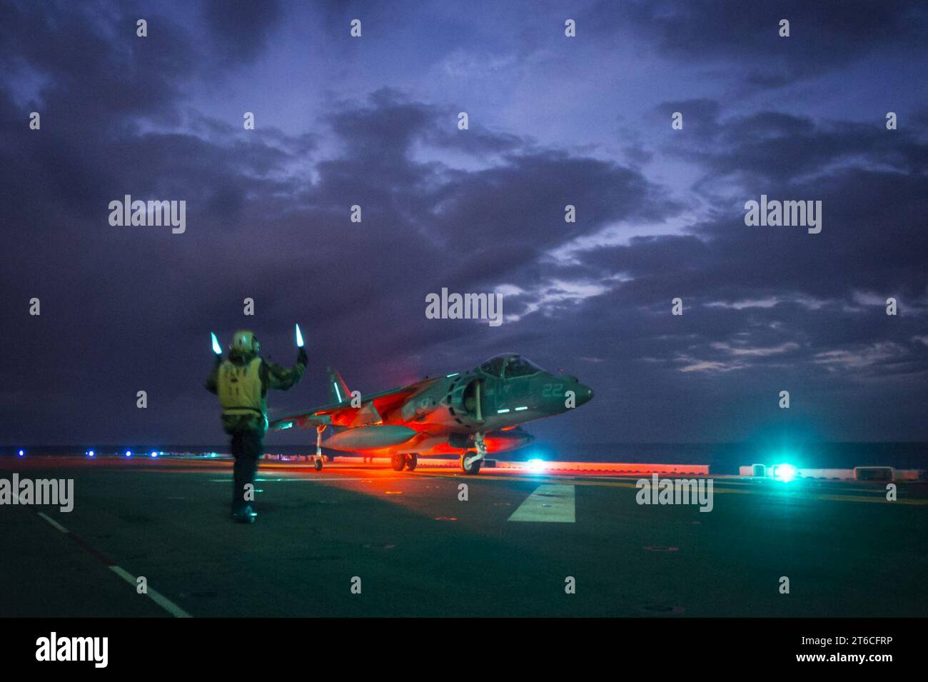 USS Bonhomme Richard conducts night flight operations. (32421101030 ...