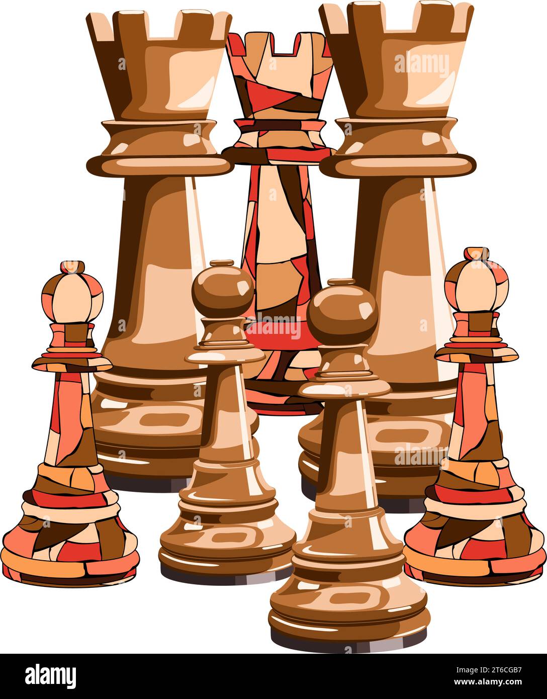Chess pieces wooden and stained glass, vector illustration Stock Vector ...