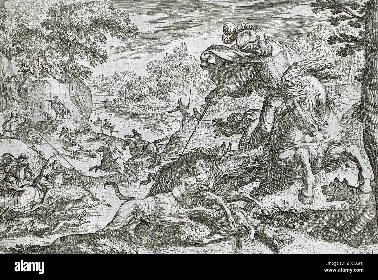Boar Hunt, 16th century. Series: Hunting Scenes VII Stock Photo - Alamy