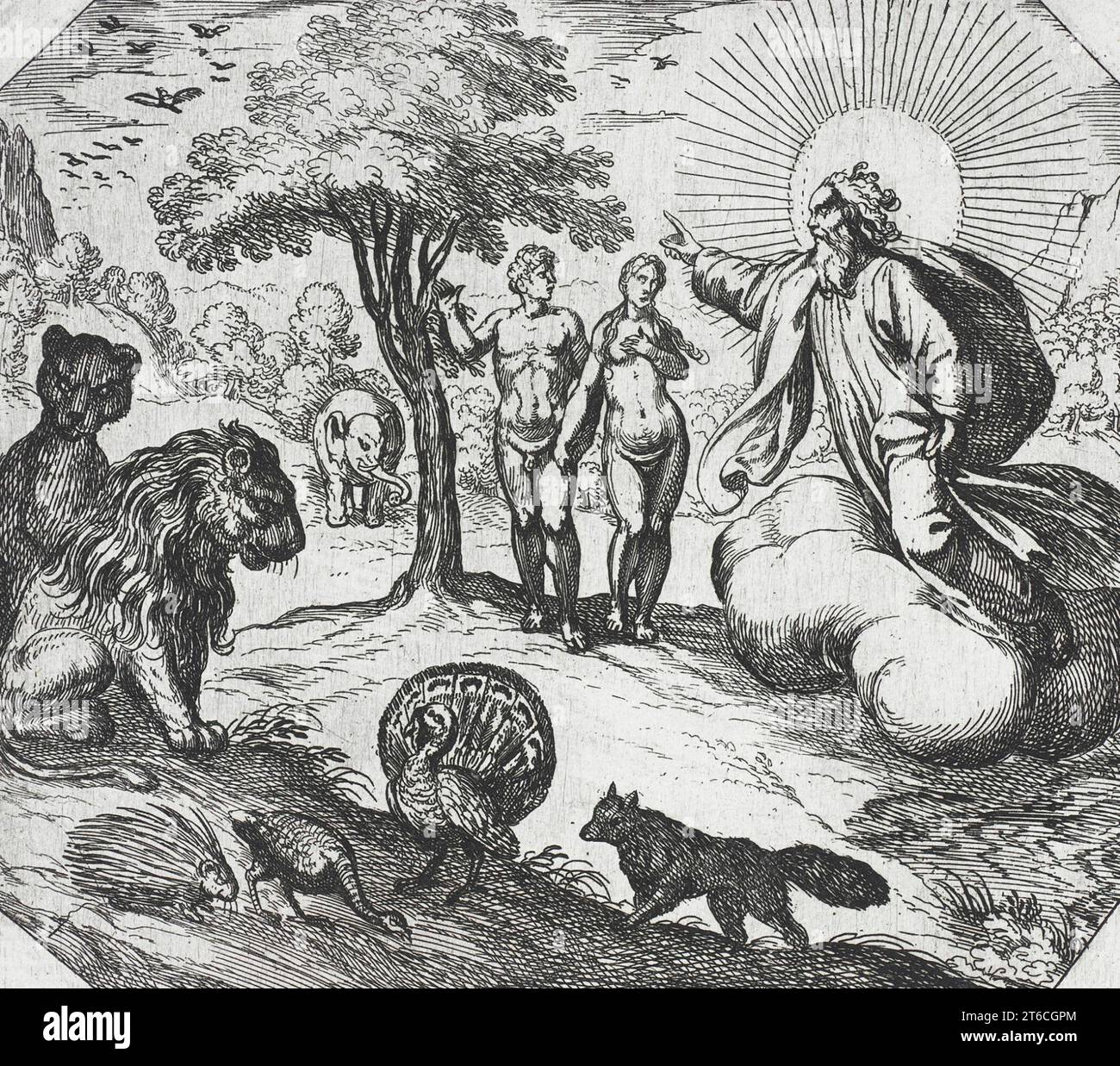 God Forbidding Adam and Eve to Eat of the Tree of Knowledge, 16th ...