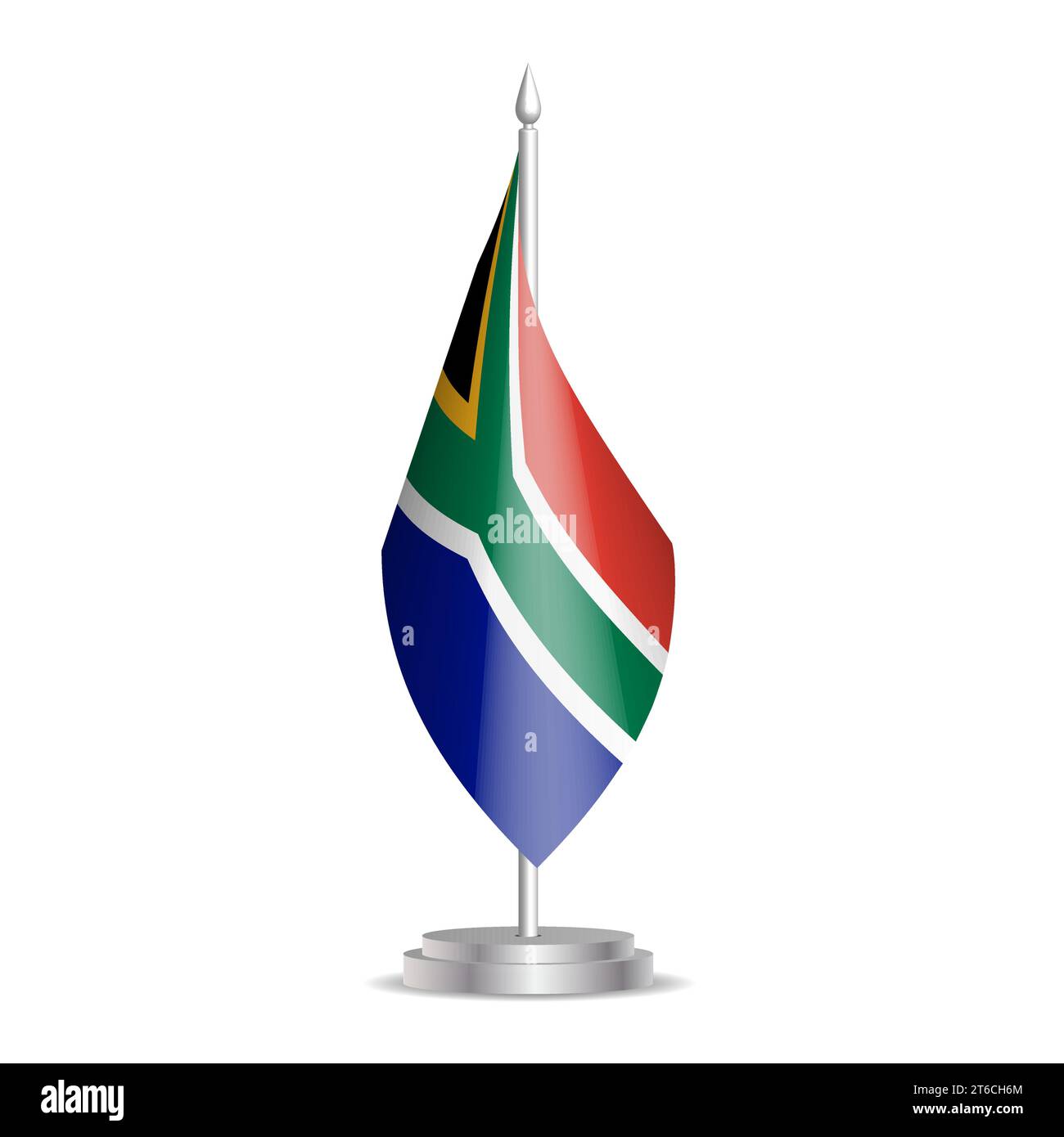 South Africa flag - 3D mini flag hanging on desktop flagpole. Usable ...