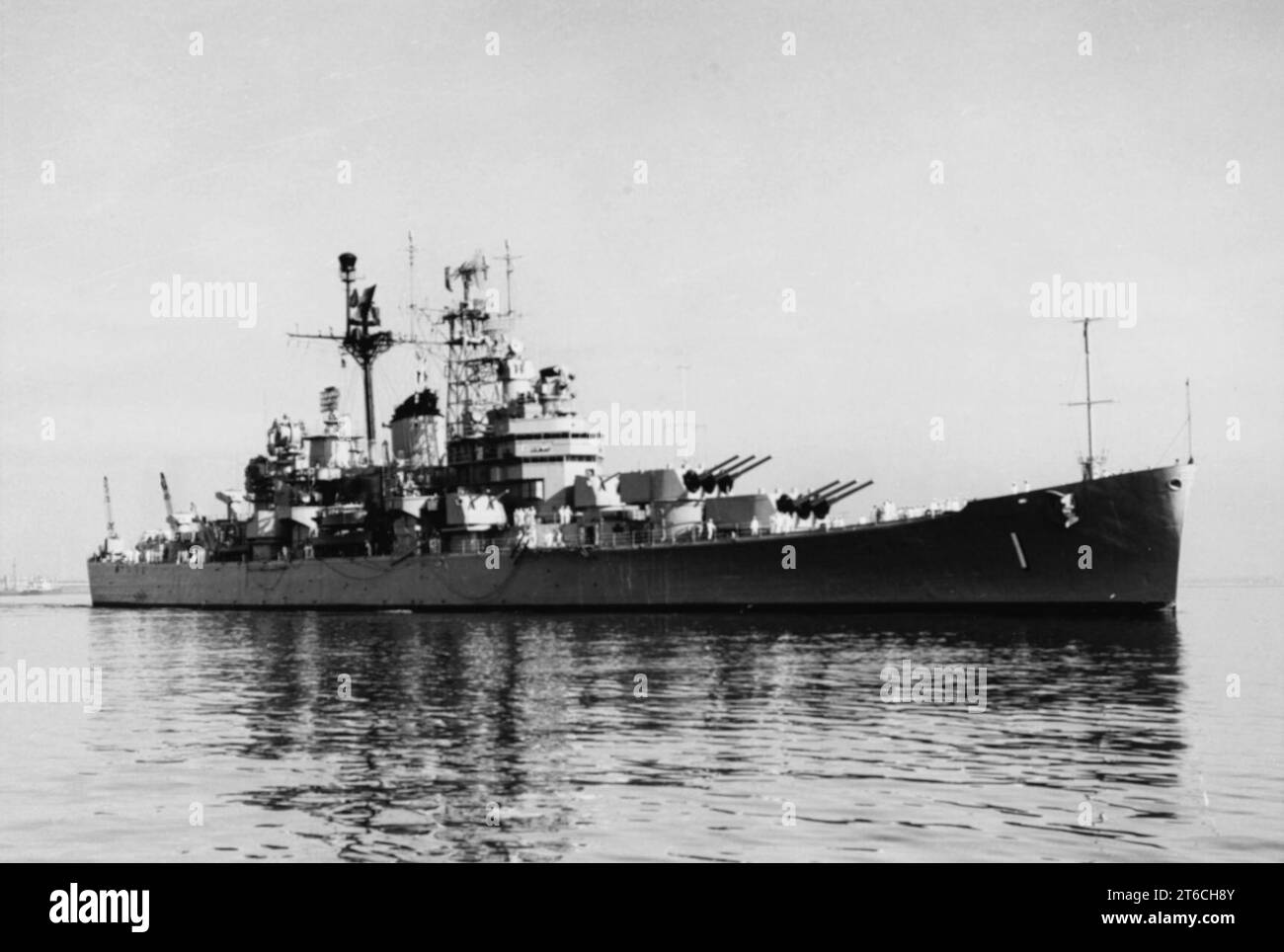 USS Boston (CAG-1) underway off the Boston Naval Shipyard ...