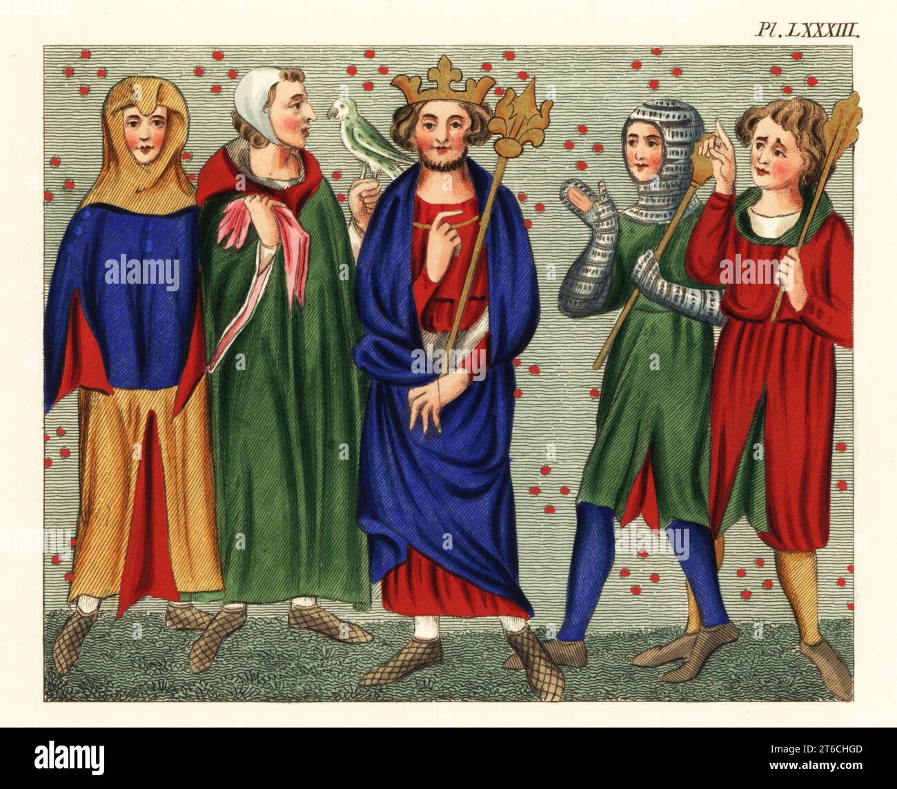 A king, possibly Romano-British leader Ambrosius, with crown and ...