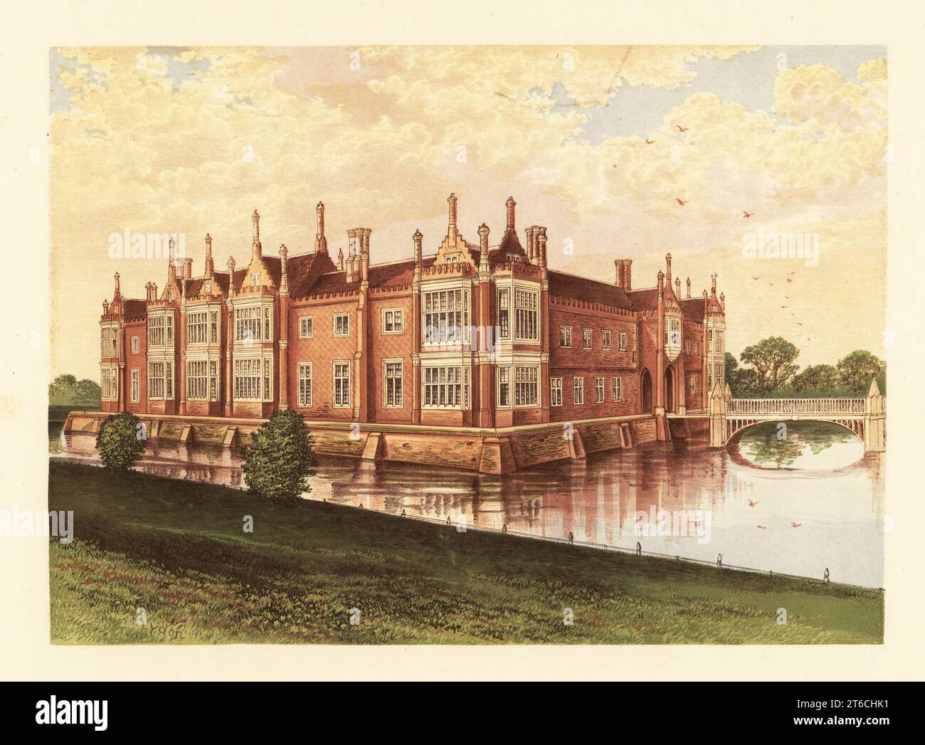 Helmingham Hall, Suffolk, England. Moated manor house with drawbridges ...