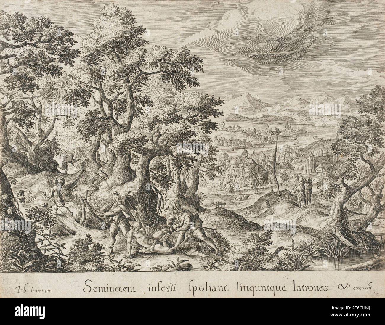 The Brigands Robbing the Traveler, c1600. Series: Set of six landscapes ...