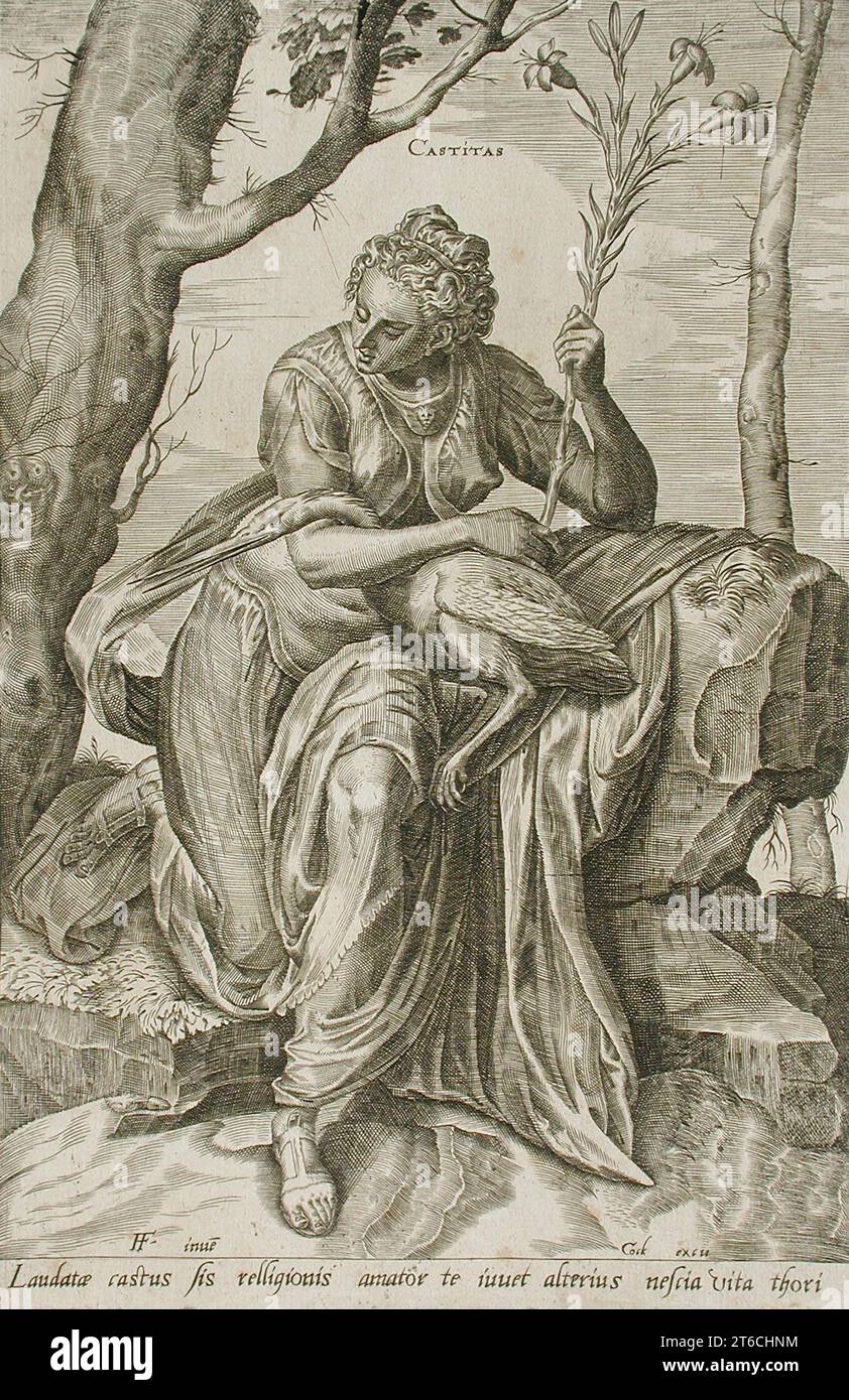 Chastity, 1560. Series: The Virtues;Plate: plate 4 Stock Photo - Alamy