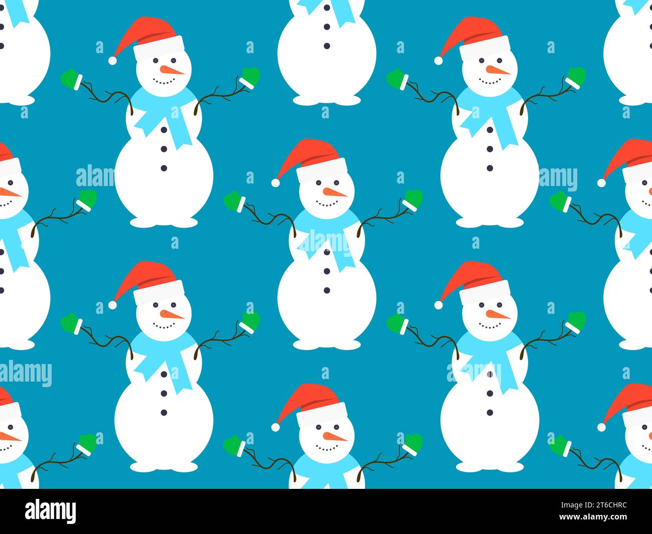 Seamless pattern with snowmen in a hat, scarf and mittens. Winter ...