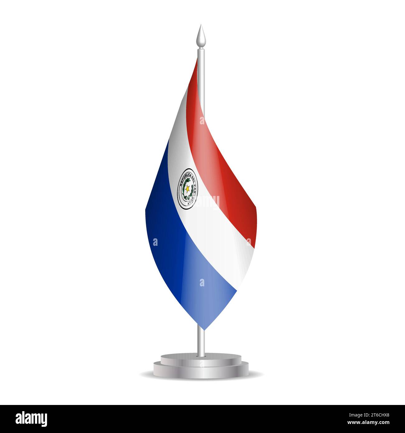 Paraguay flag - 3D mini flag hanging on desktop flagpole. Usable for ...