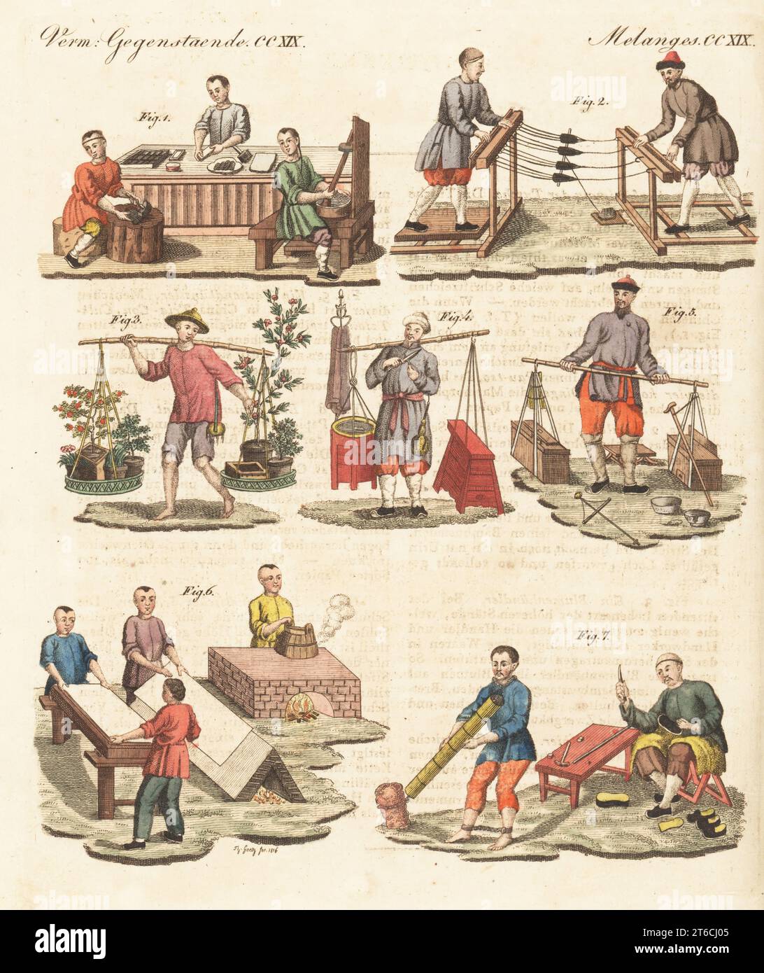 Chinese trades, Qing dynasty, 1800s. Indian ink-makers 1, rope makers 2 ...