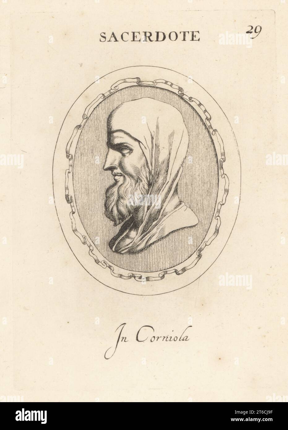 Bust of a bearded Roman priest or Sacerdote, in palliolum hood. In ...