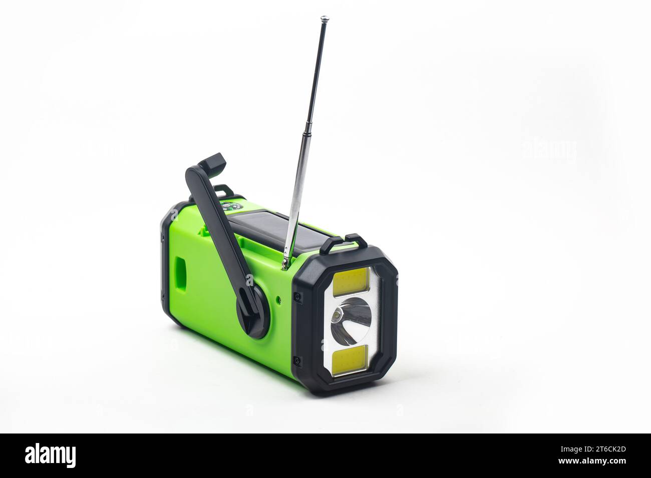 Emergency radio with flashlight rechargeable using built-in hand crank ...