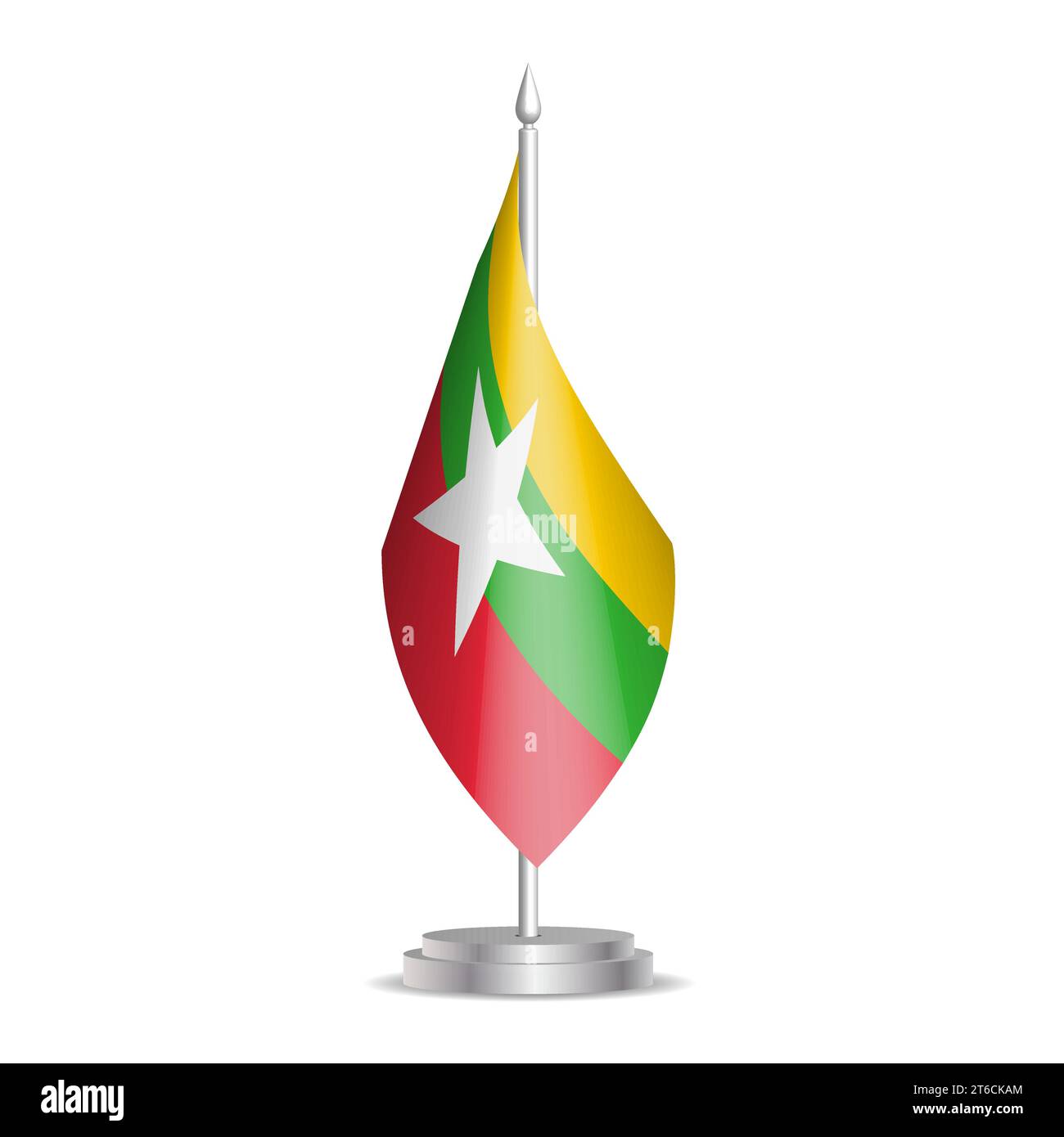 Myanmar flag - 3D mini flag hanging on desktop flagpole. Usable for ...