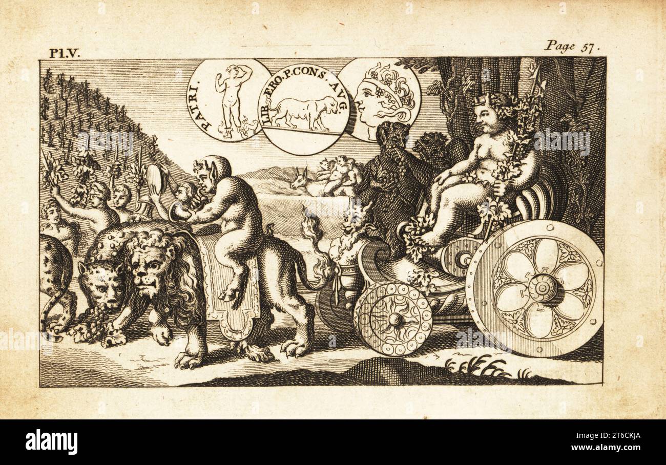 Bacchus, Roman god of wine and drunkenness. Crowned with vine leaves ...