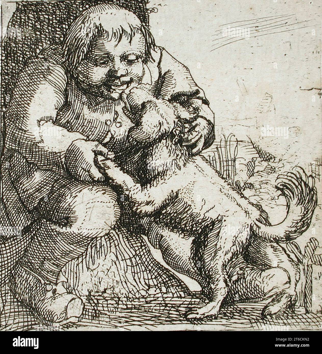 Peasant and Dog, 17th century Stock Photo - Alamy