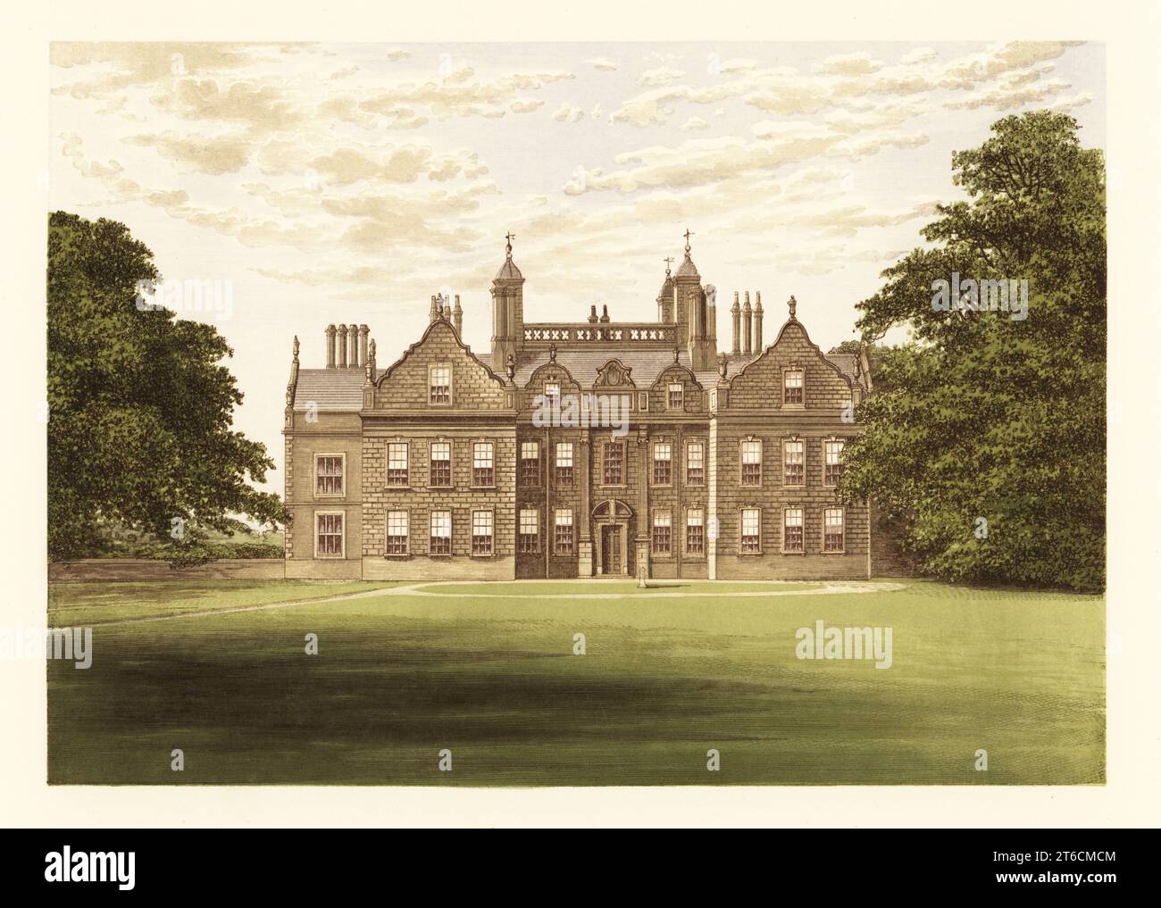 Willesley Hall, Leicestershire, England. Red-brick manor house with ...